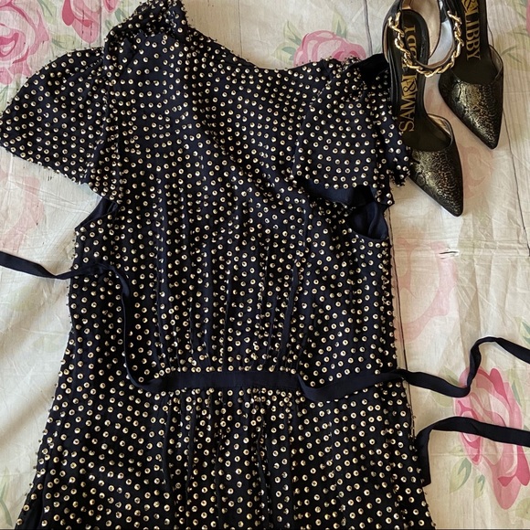 French Connection | Dresses | French Connection Black Gold Bling Dress ...